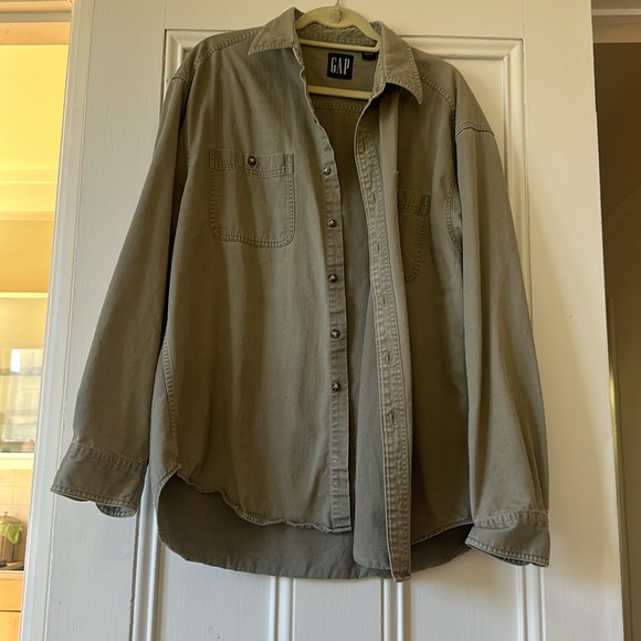 GAP | Shirts | 9s Dad Throw Over Button Down Shirt Sage Green Xl | Poshmark